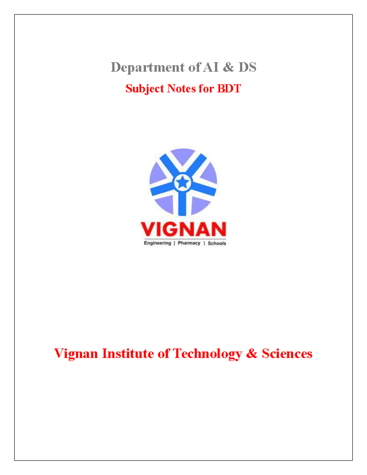BDT Notes for I & II Units 240210 195841 - Department of AI & DS ...