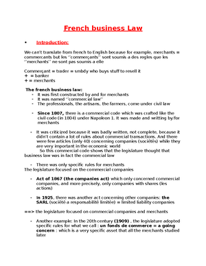 FLO - French Law of Obligations Part 1. French Contract Law Chapter 1 ...