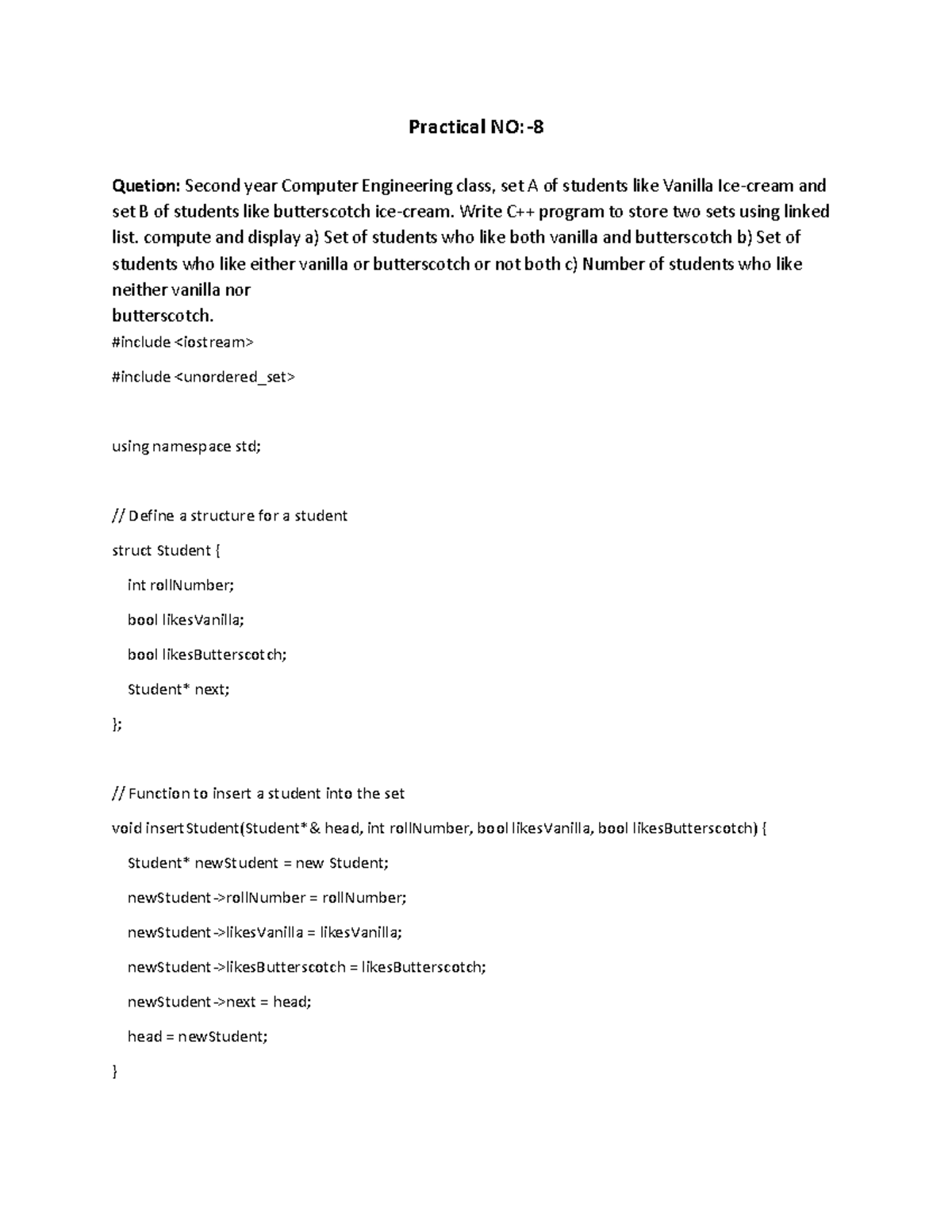 Practical No 8 - Practical NO:- 8 Quetion: Second year Computer Engineering class, set A of ...