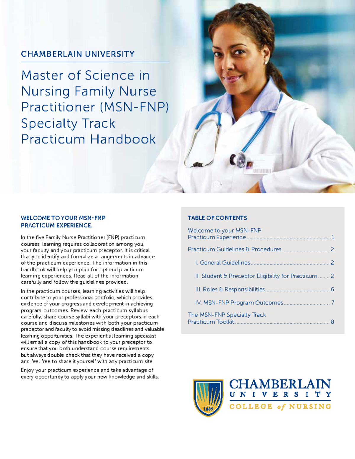 Msn fnp practicum handbook - WELCOME TO YOUR MSN-FNP PRACTICUM ...