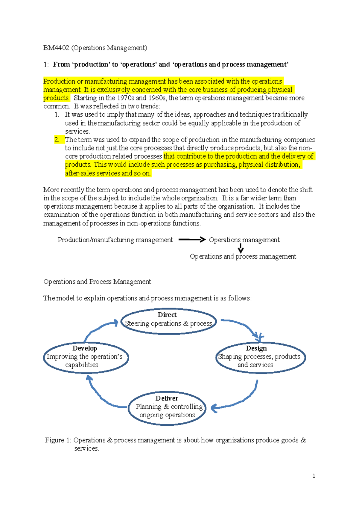 1 Production to Operations & process management - BM4402 (Operations ...