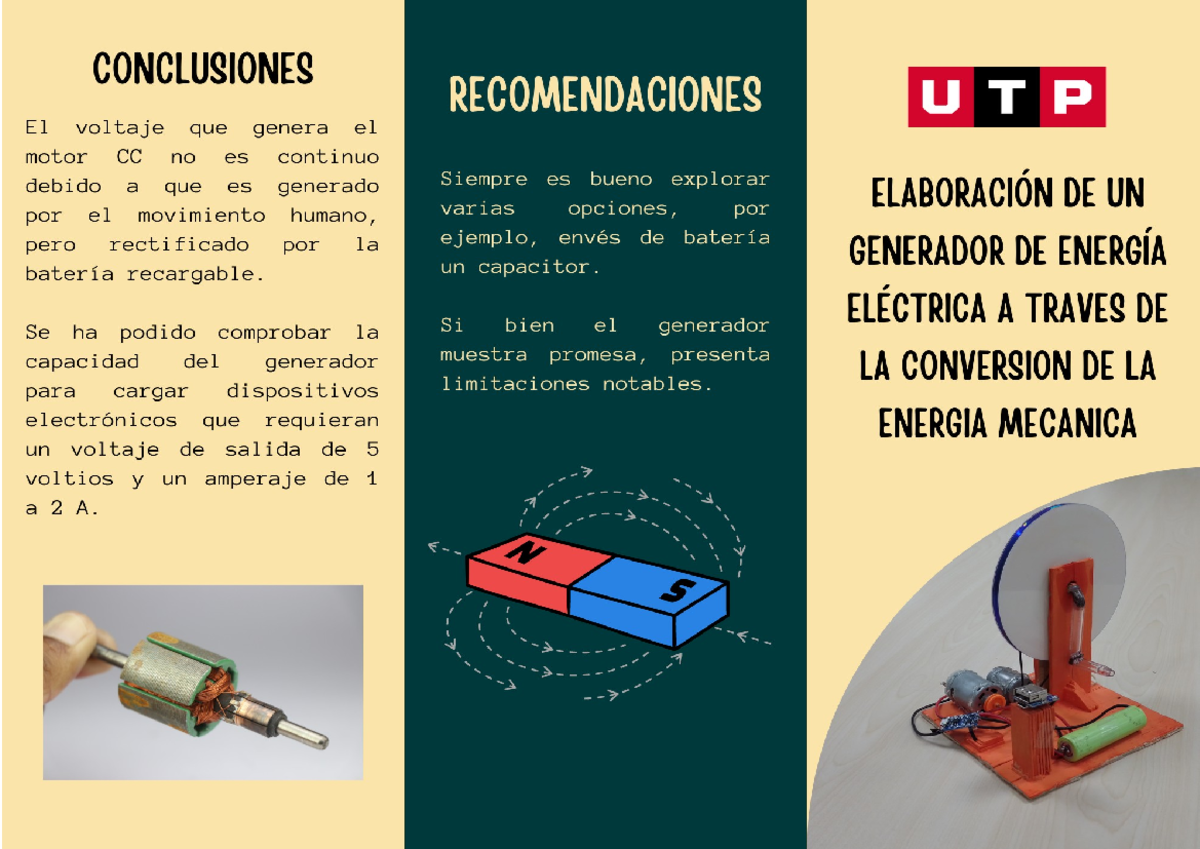 Triptico UTP - CONCLUSIONES RECOMENDACIONES UTP El voltaje que genera ...