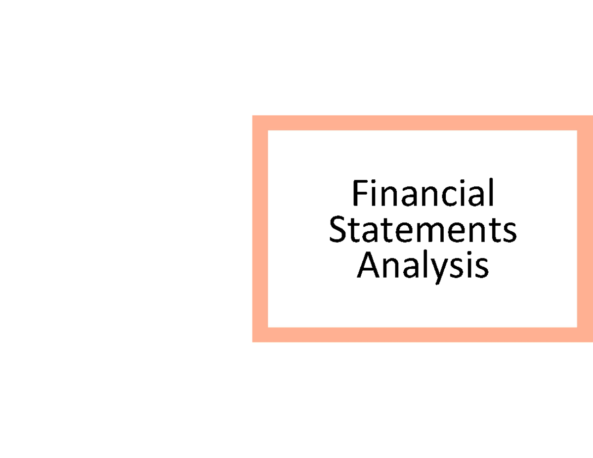 Topic 2 - Finman - Formulas - Financial Statements Analysis Financial ...