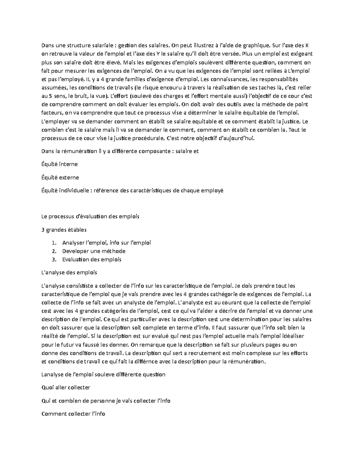 Cour 5 rému - note - Dans une structure salariale : gestion des ...