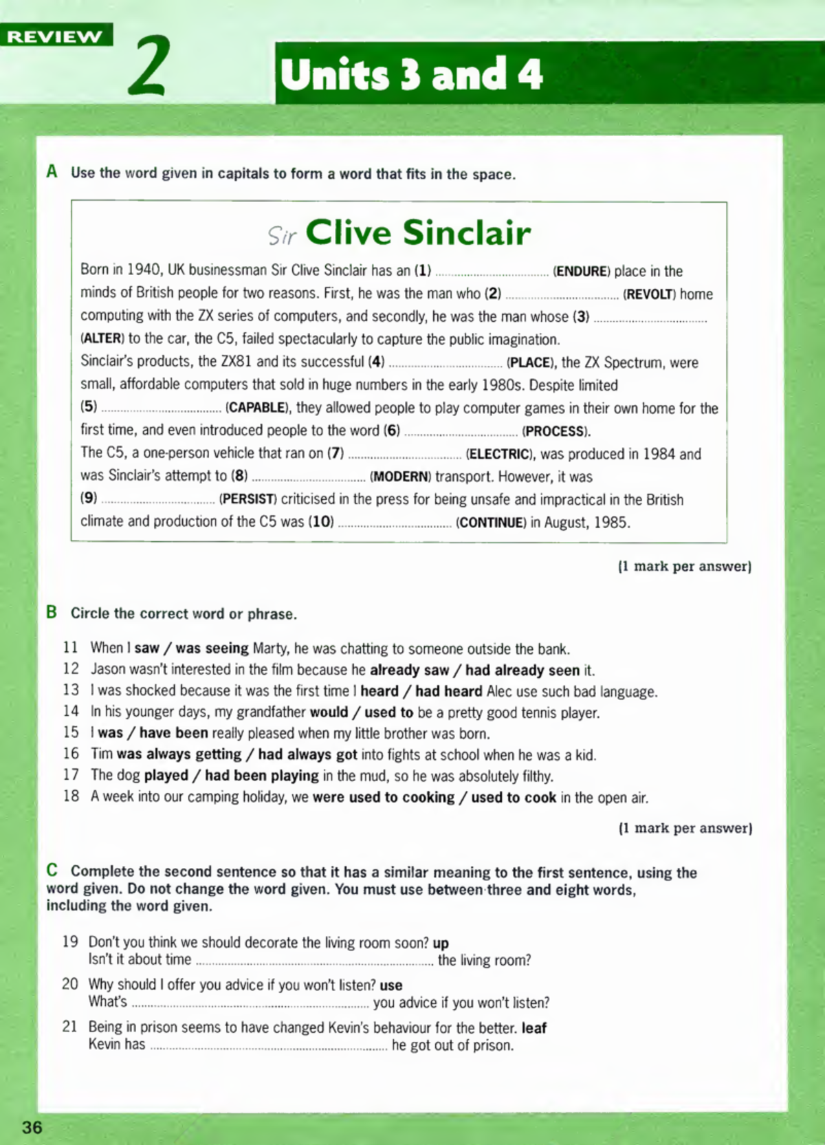R2 Grammar and Vocabulary - 6 AMOT A Use the word given in capitals to ...