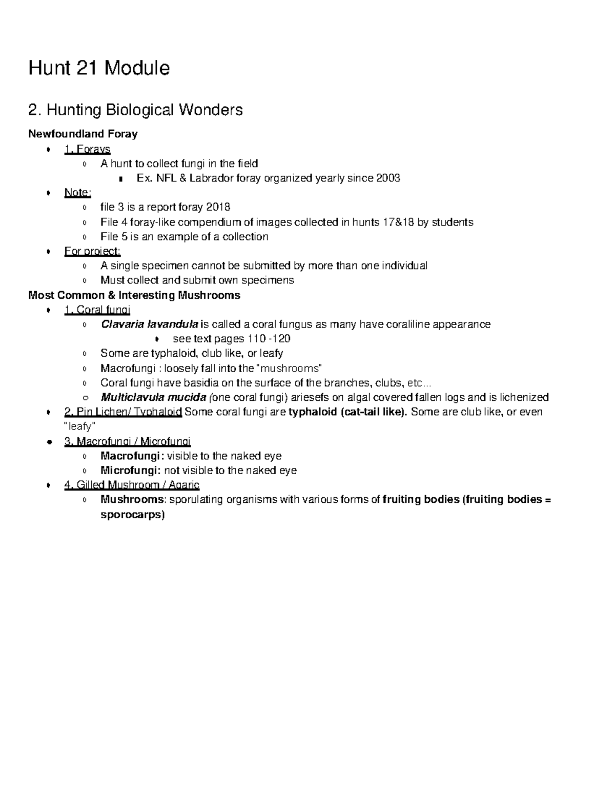 Hunt19 Module 1 Lecture 2 Notes Hunting Biological Wonders - Hunt 21 ...