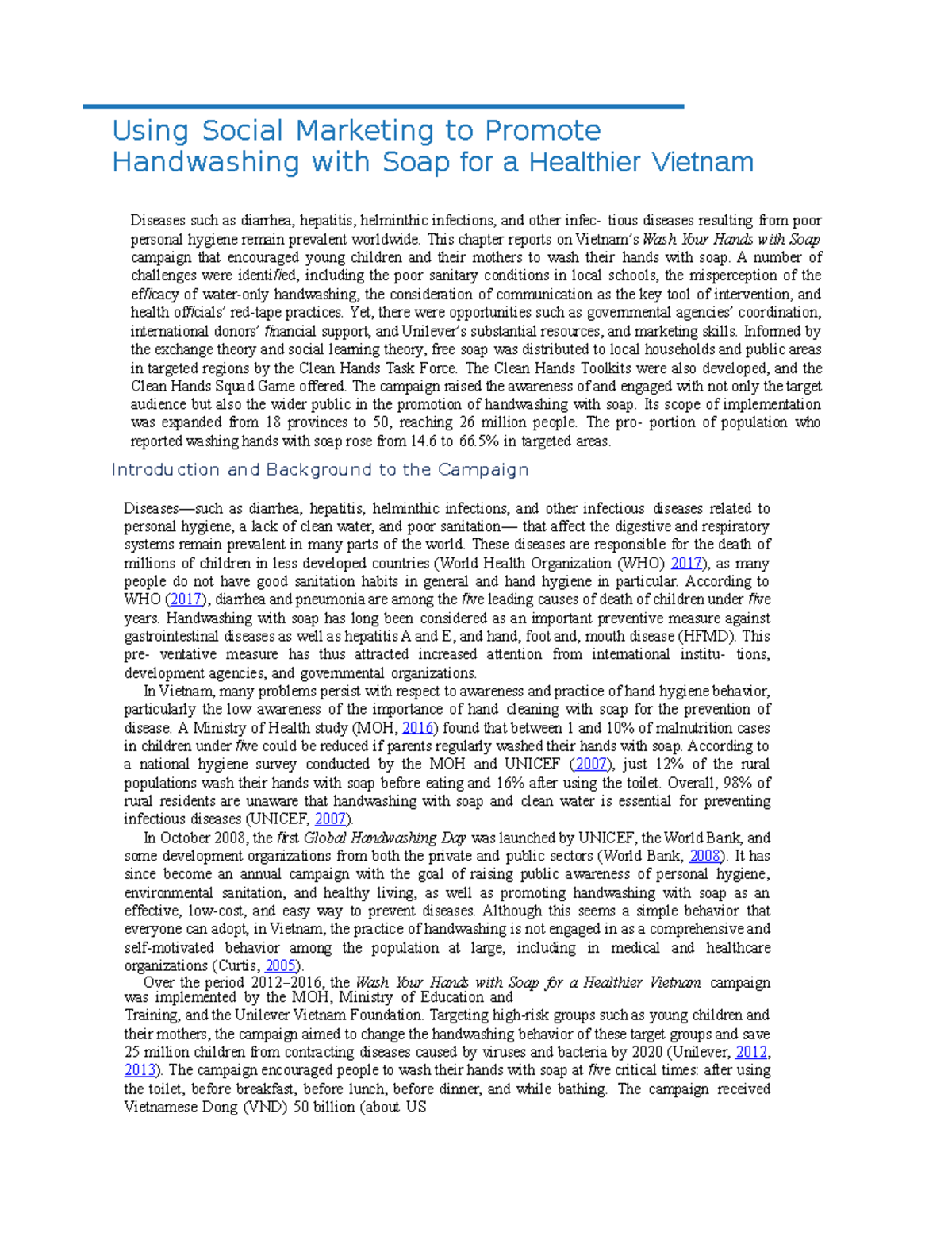 Using Social Marketing to Promote Handwashing with Soap for a Healthier ...