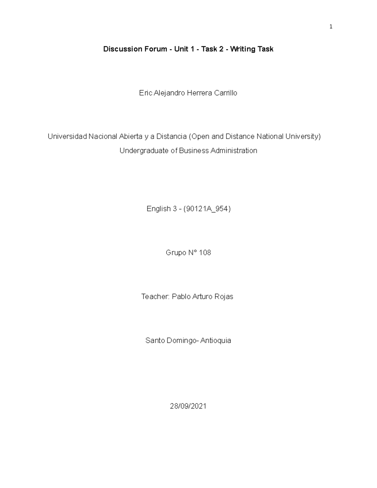 Discussion Forum - Unit 1 - Task 2 - Writing Task - Discussion Forum ...