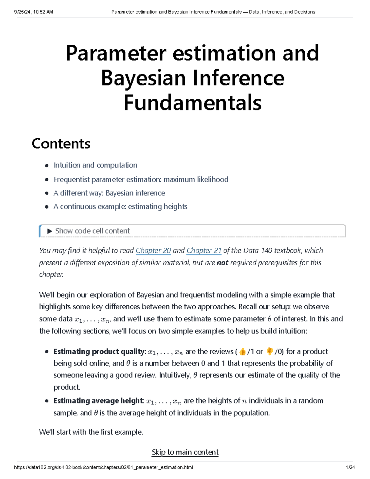 Parameter Estimation And Bayesian Inference Fundamentals — Data