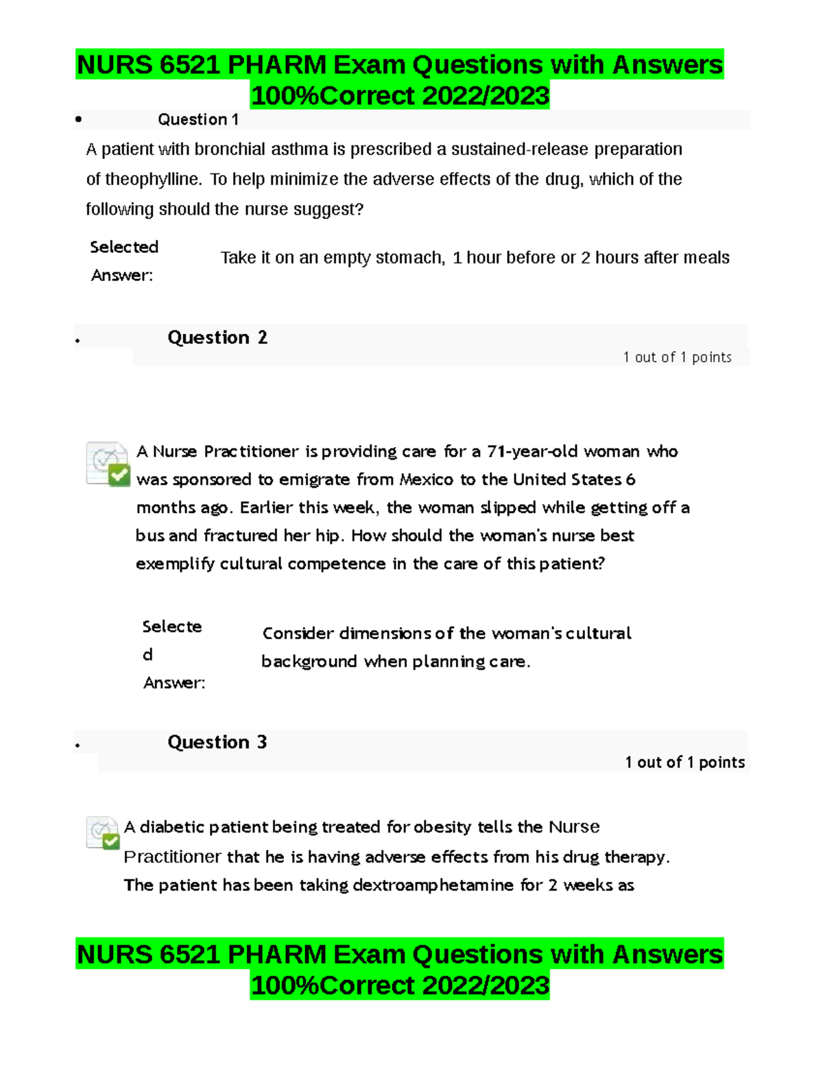 August - • Question 2 1 out of 1 points • Question 3 1 out of 1 points ...