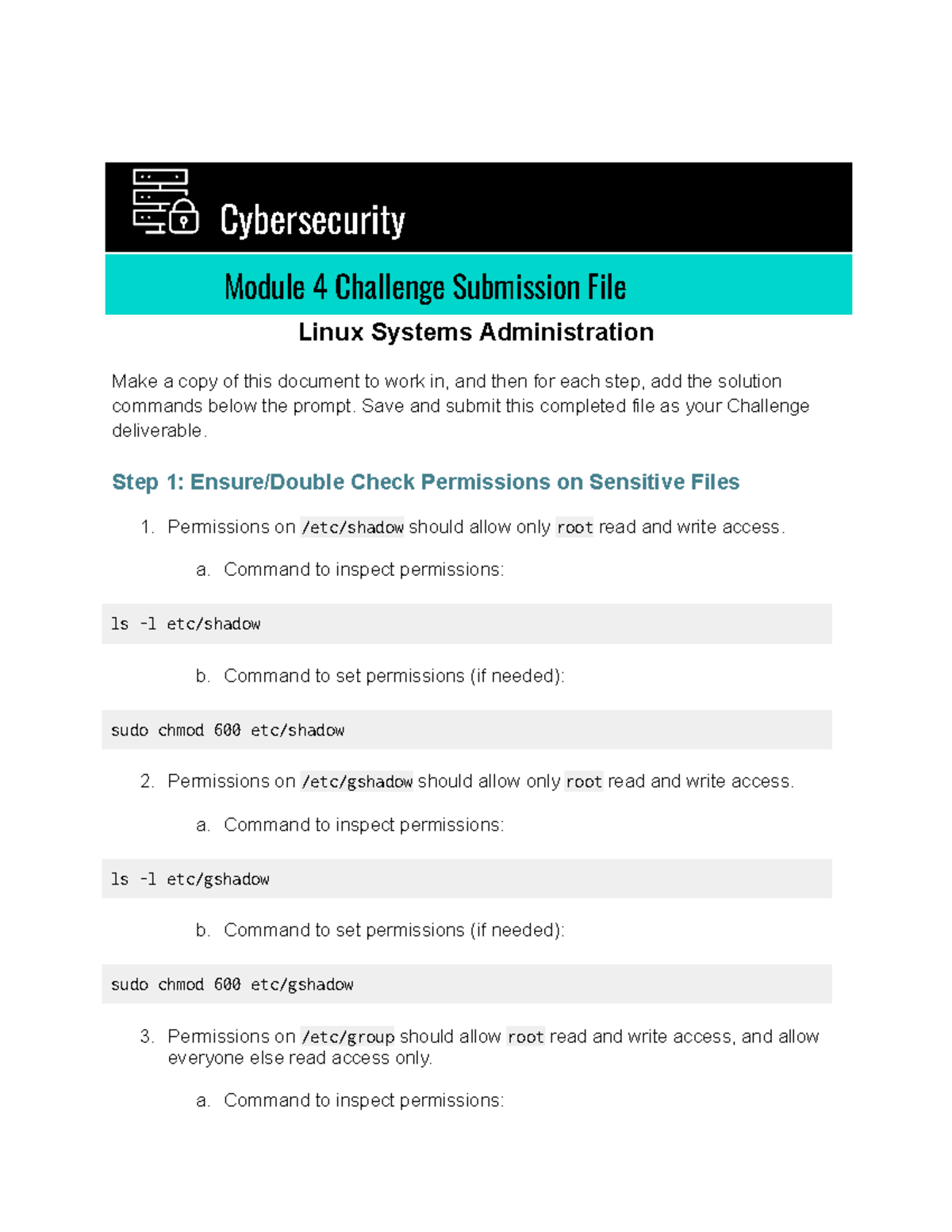 Angela Ward Linux Systems Administration - Cybersecurity Module 4 ...