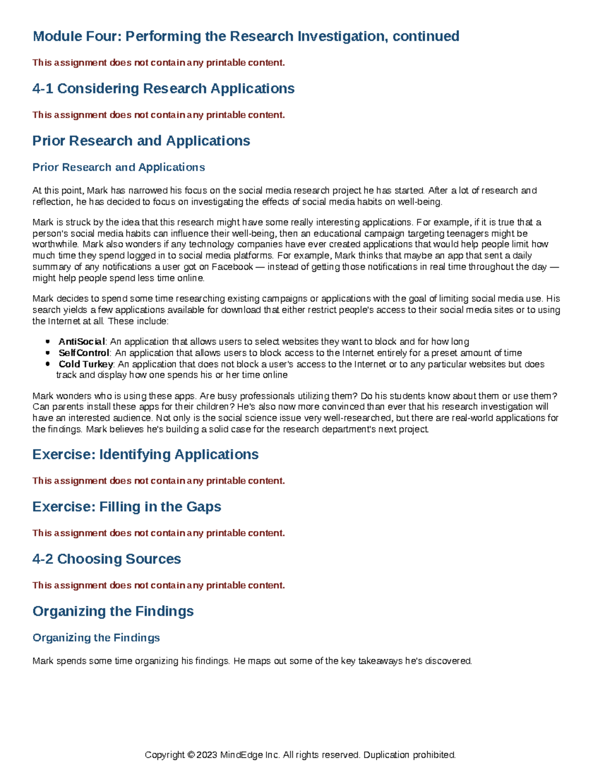 Module Four Performing the Research Investigation continued - 4-1 ...