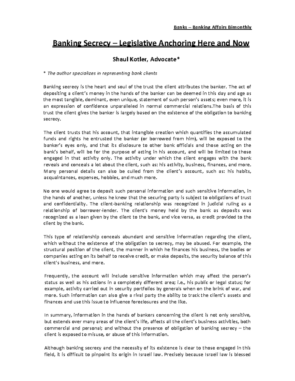 Bank Secrecy Article - important reason for bank - Banks – Banking ...