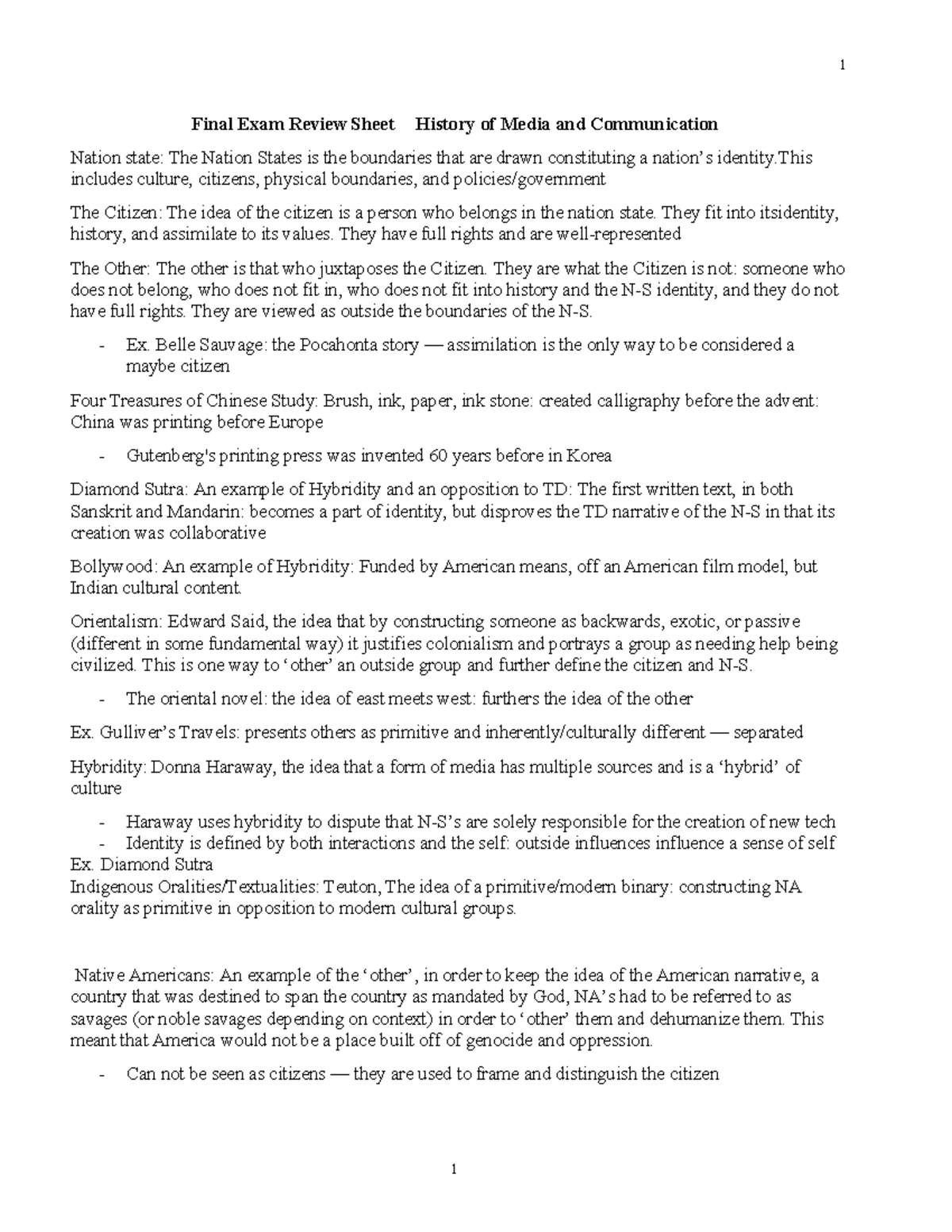 History of Media and Communication Study guide - Final Exam Review ...