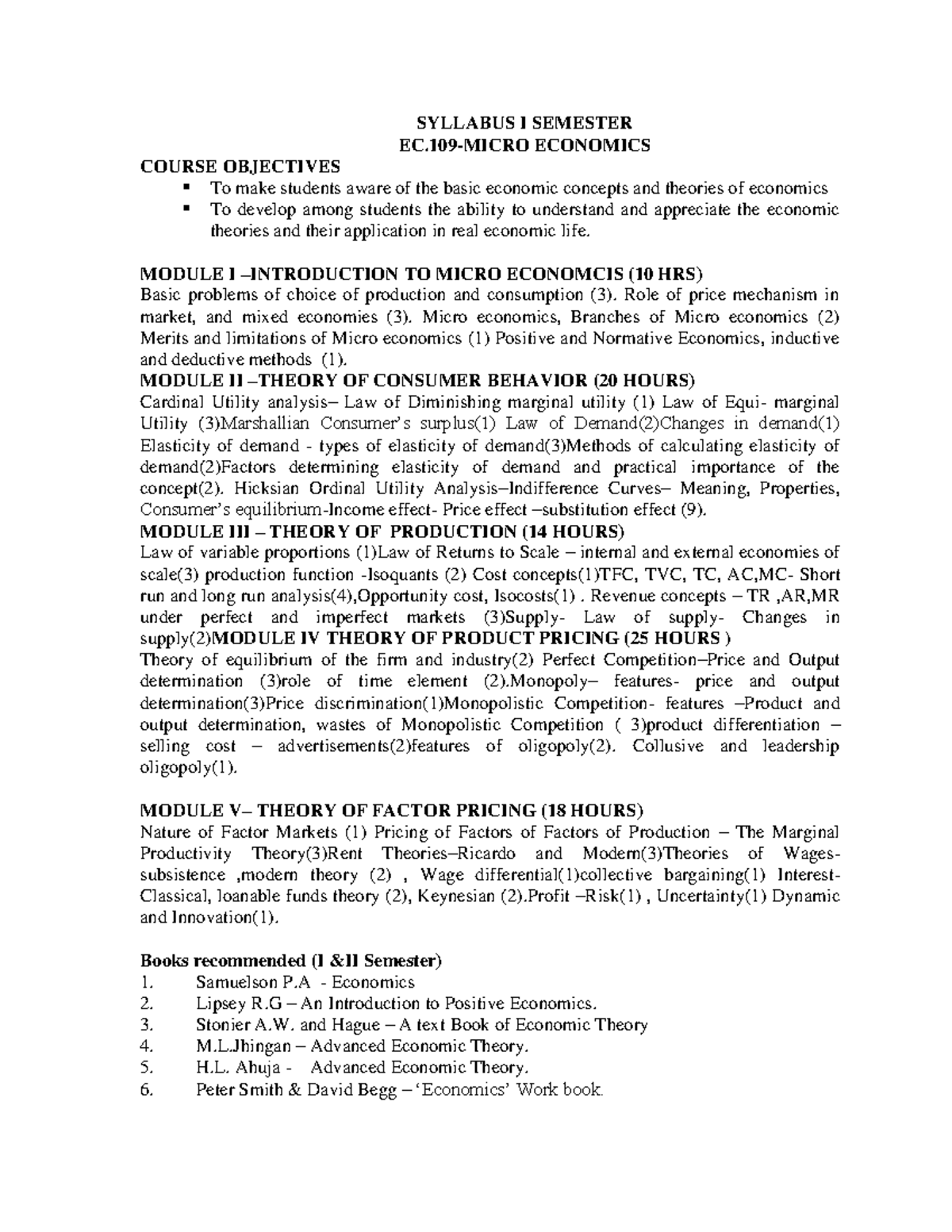 MICRO AND MACRO ECONOMICS NOTES - SYLLABUS I SEMESTER EC-MICRO ...