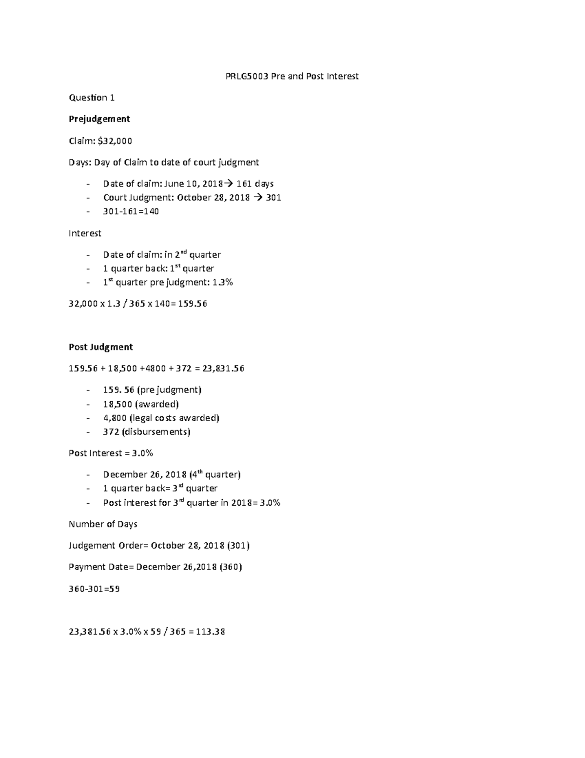 PRLG5003 Pre and Post Interest - PRLG5003 Pre and Post Interest ...