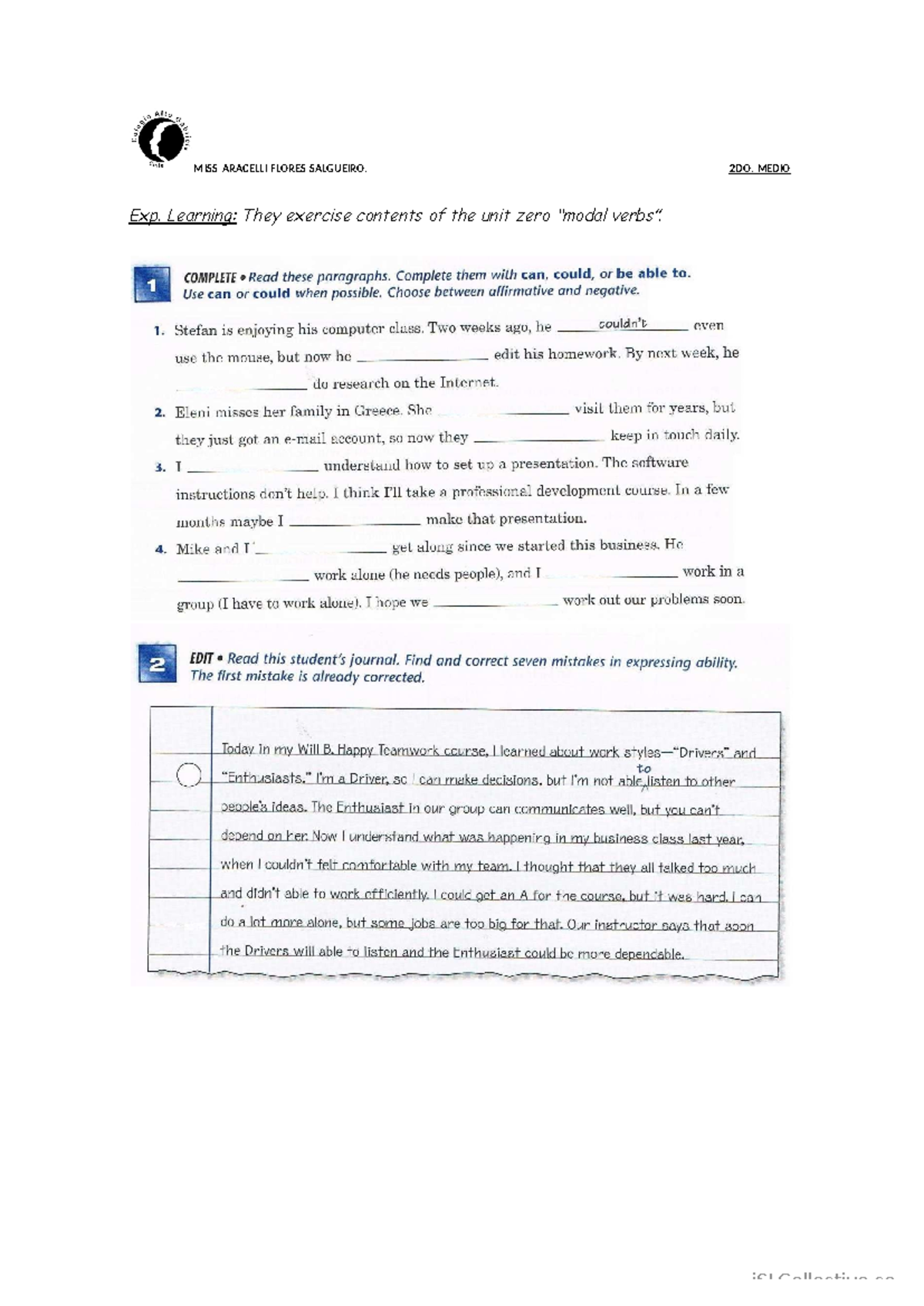 Modal Verbs Review and Rules of Usage - 5 Pages - Materia English ...