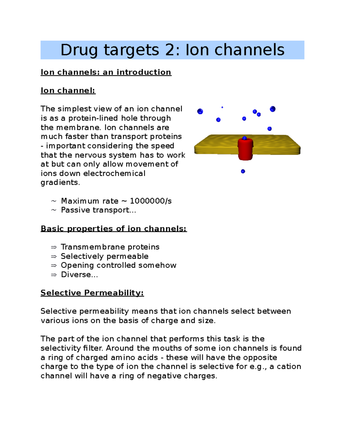 3 -DRUG Targets 2 - Drug targets 2: Ion channels Ion channels: an ...
