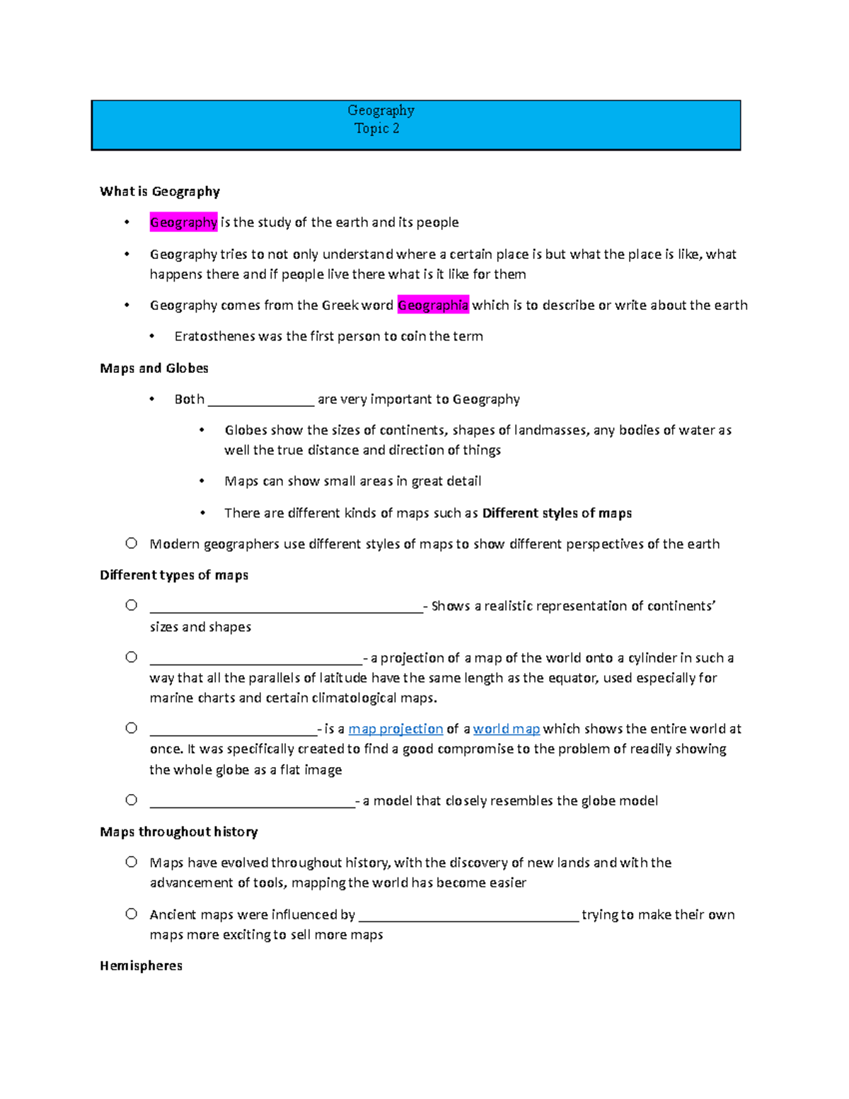 Geography - new notes - Geography Topic 2 What is Geography Geography ...