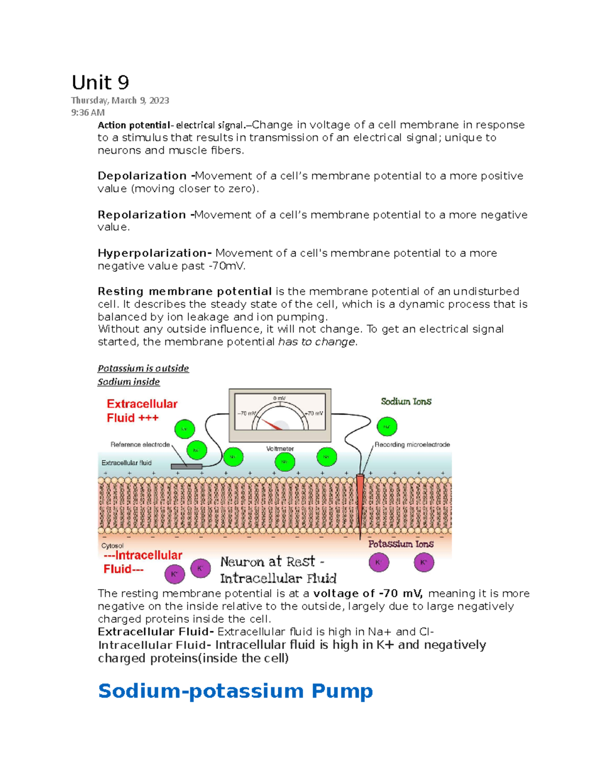 AP notes unit 9 - Unit 9 Thursday, March 9, 2023 9:36 AM Action ...