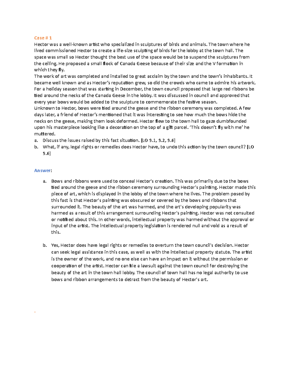 Case 1,2&3 - Assignment Chapter 9 - Business Law 1000 - Studocu