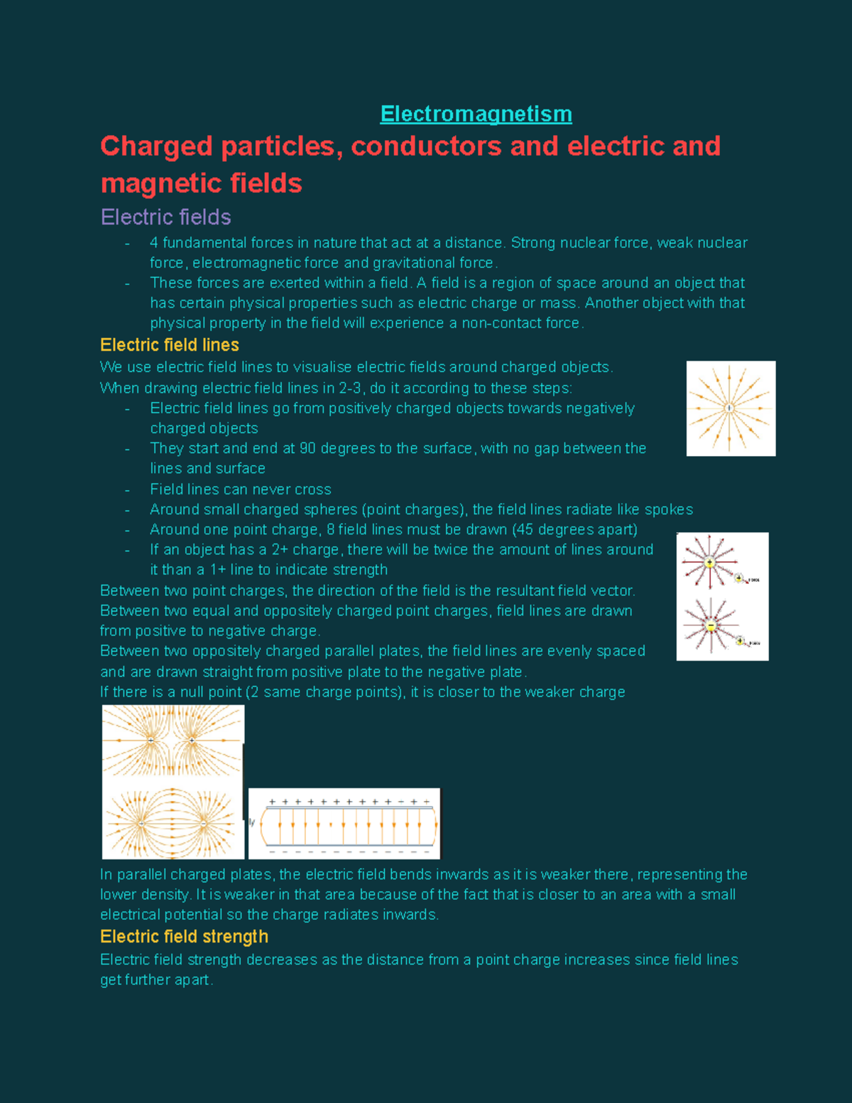 Mod 6 phys notes - .... - Electromagnetism Charged particles ...