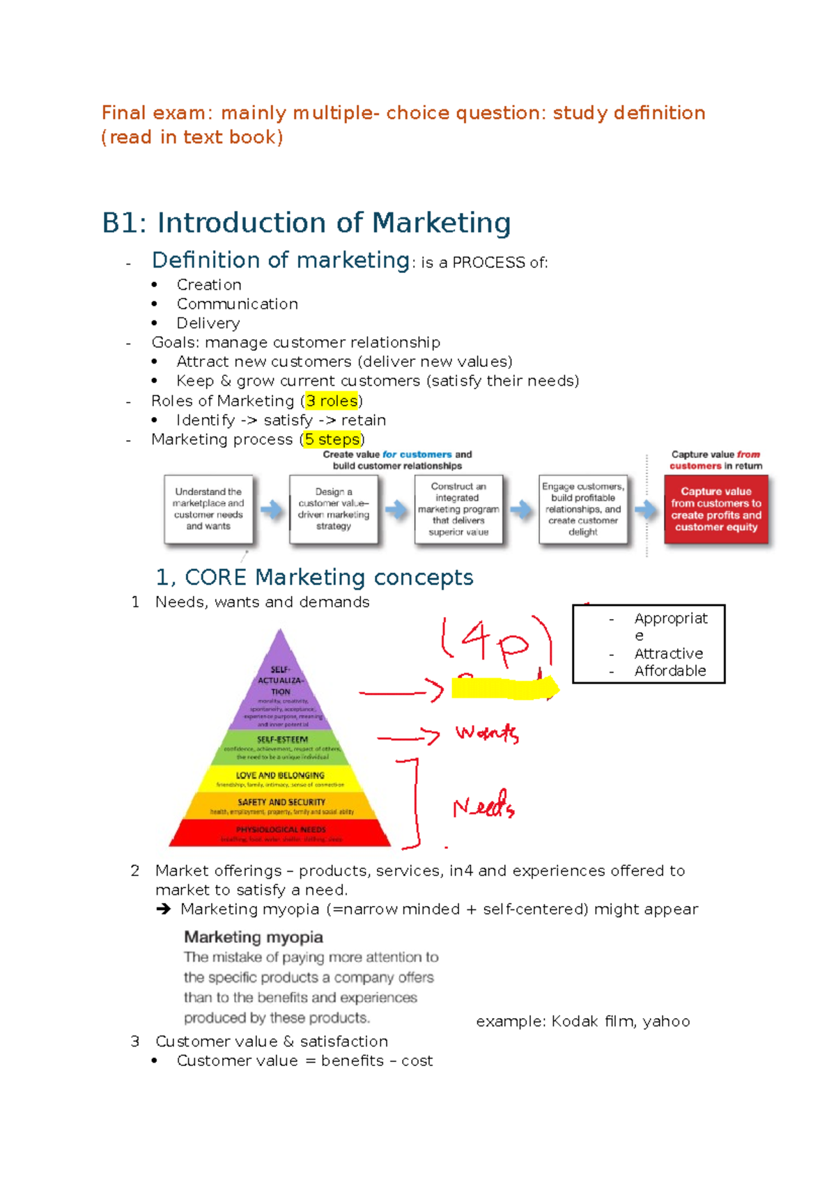 Marketing - Marketing myopia (=narrow minded + self-centered) might ...