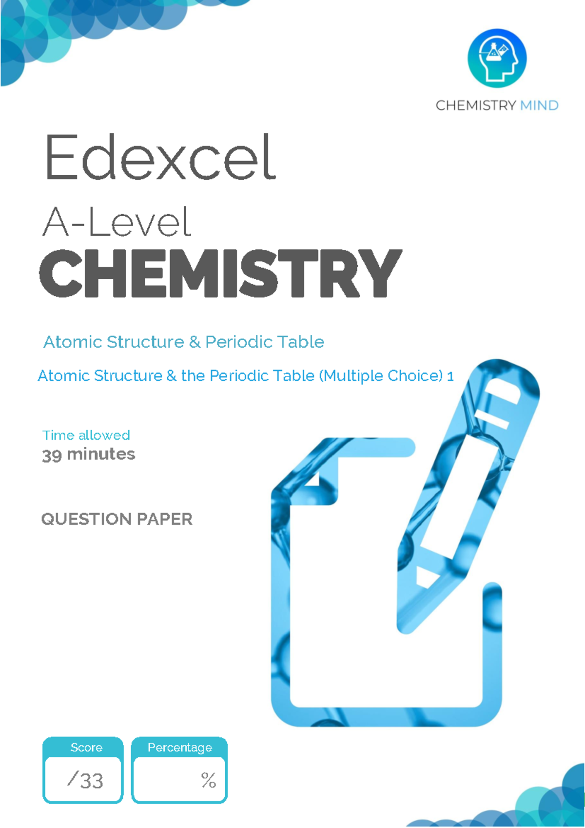Atomic Structure the Periodic Table (Multiple Choice) 1 QP - 4 | CELL ...
