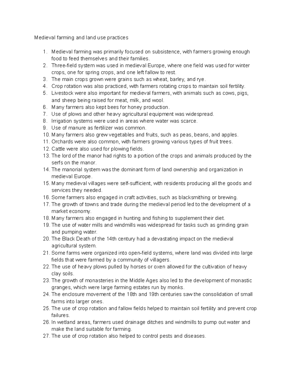 Medieval farming and land use practices - Medieval farming and land use ...