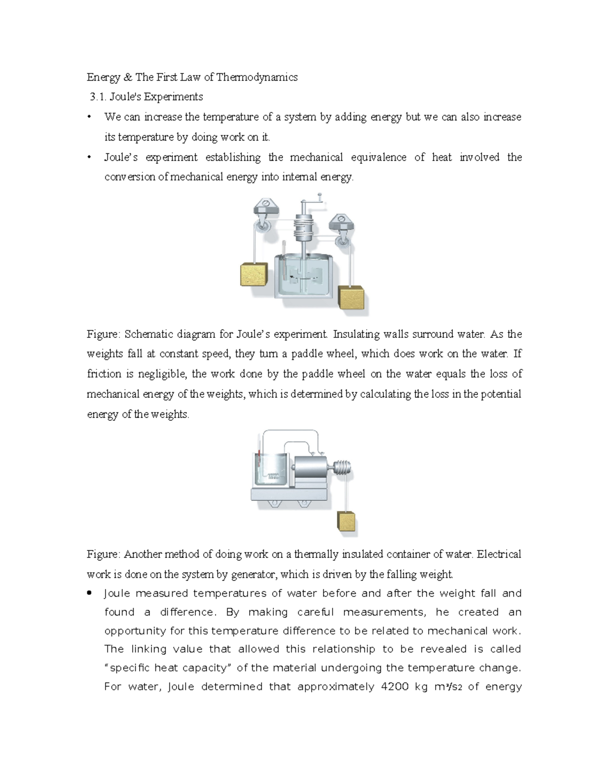 Ch3 td lecture - Energy & The First Law of Thermodynamics 3. Joule's ...