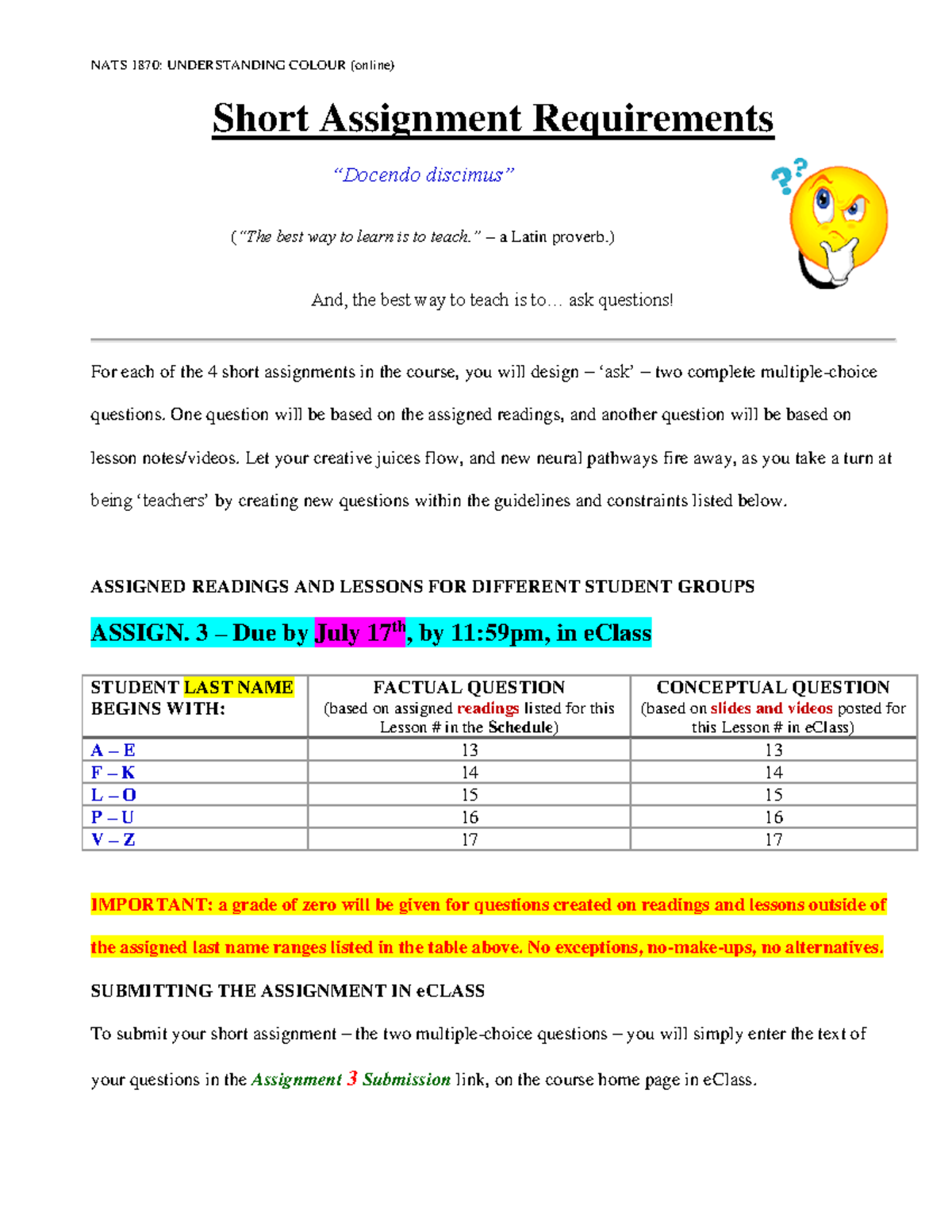Assign 3 Requirements - nats 1870 understanding color - Short ...