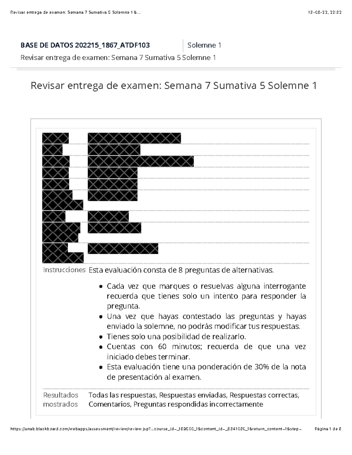 Revisar entrega de examen Semana 7 Sumativa 5 Solemne 1 & - - Studocu