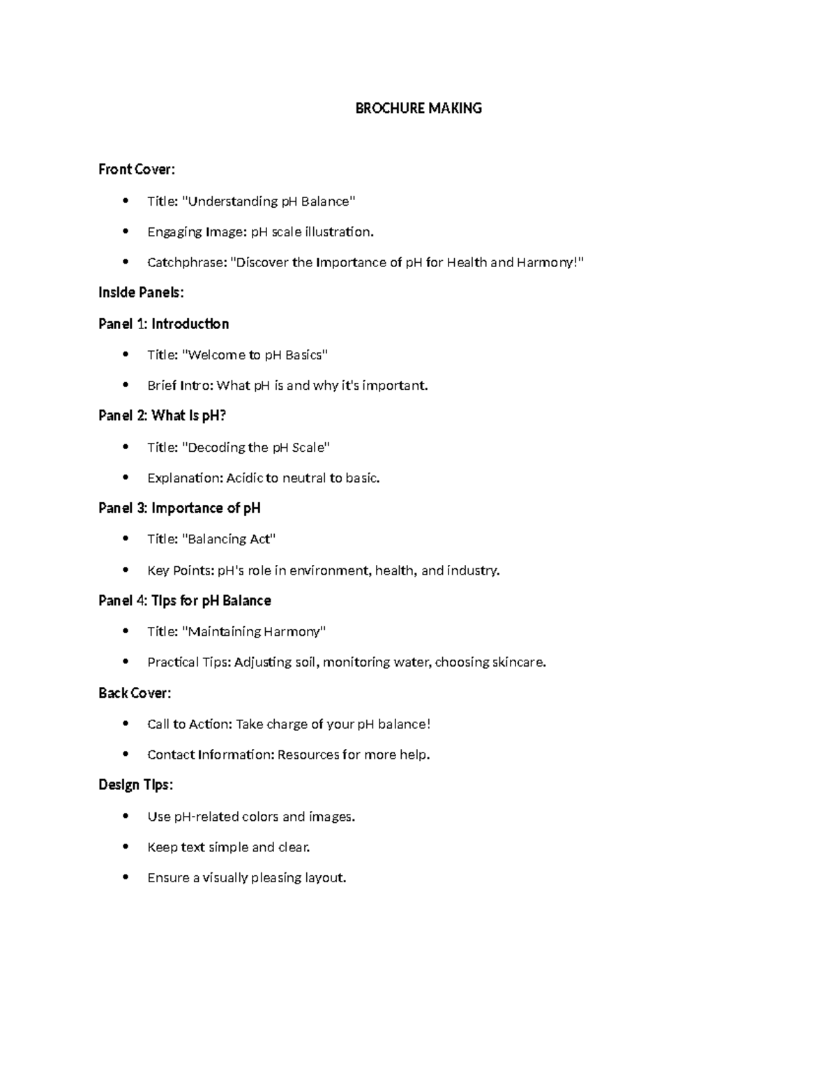 Performance-Task-4 - BROCHURE MAKING Front Cover: Title: "Understanding ...