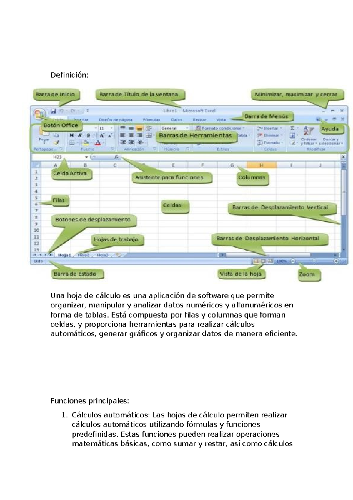 Hoja de cálculo - EJERCICIO - Definición: Una hoja de cálculo es una ...