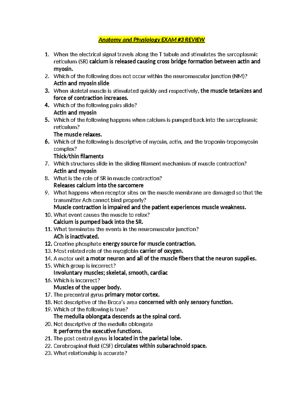 Anatomy and Physiology EXAM 3 Review copy - Anatomy and Physiology EXAM ...