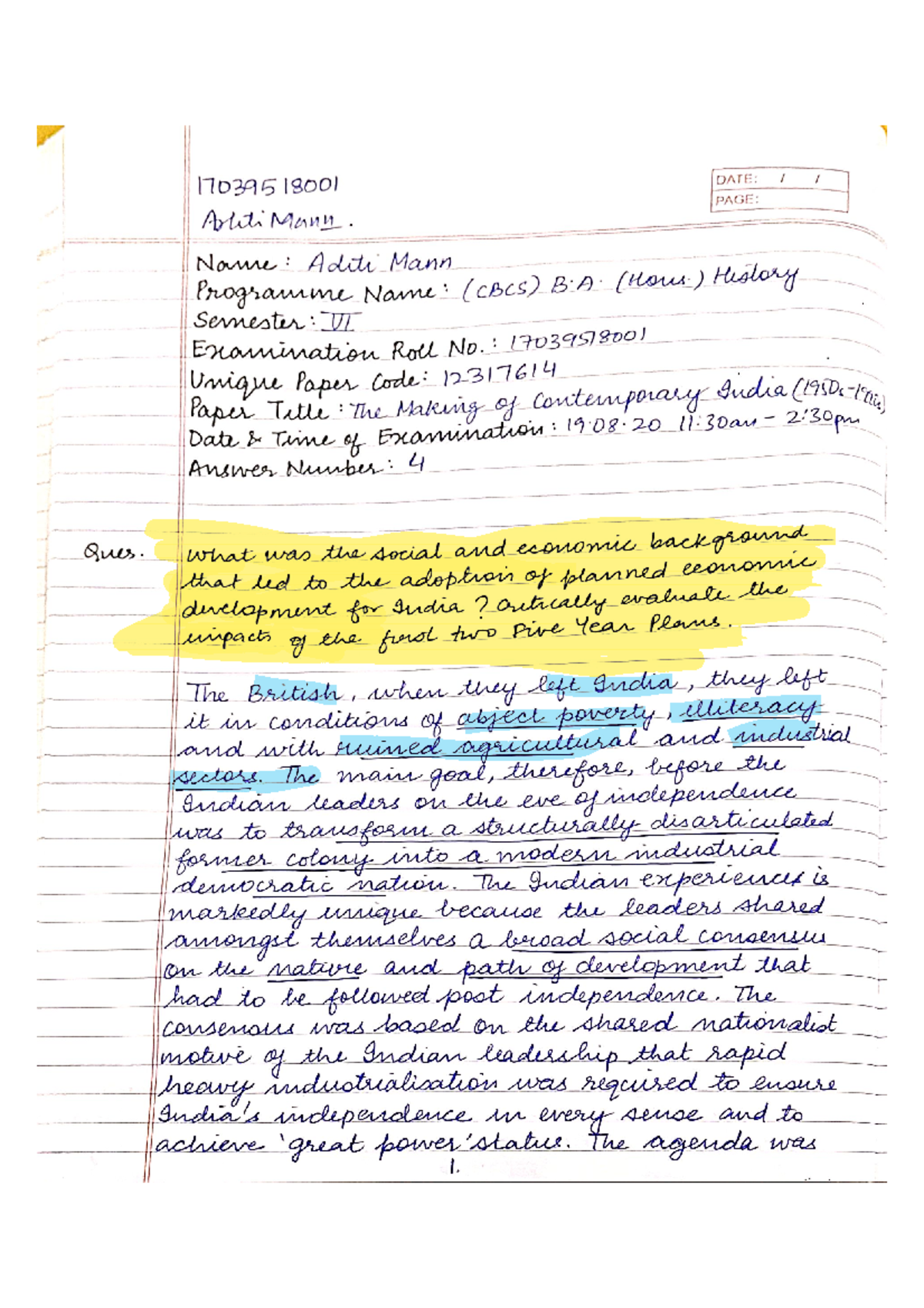 Answer No 4 Mo Ci Pdf Five Year Ba History Hons Cbcs Studocu
