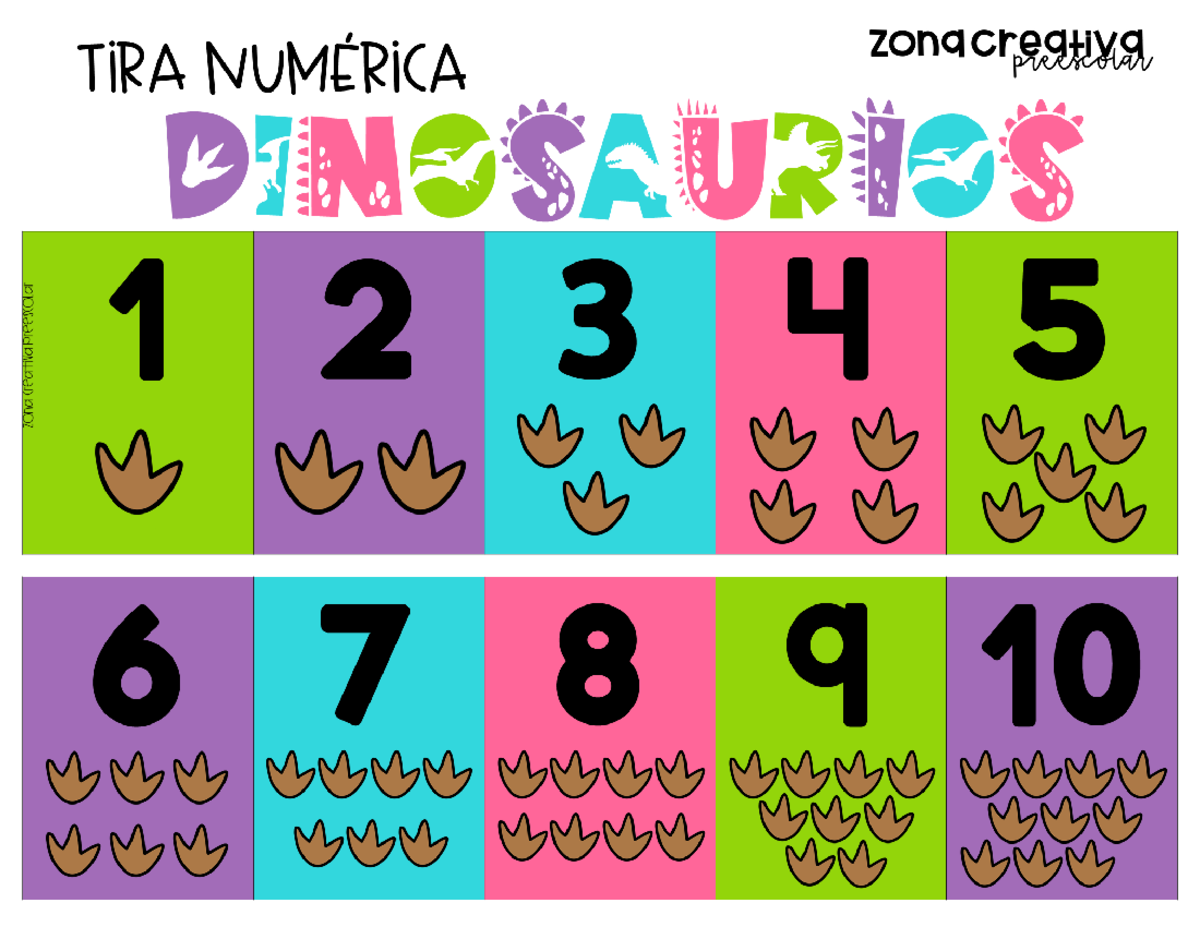 ZCP Tira numérica dinosaurios - Matemática - zonacreativa TiRA NUMÉRICA ...
