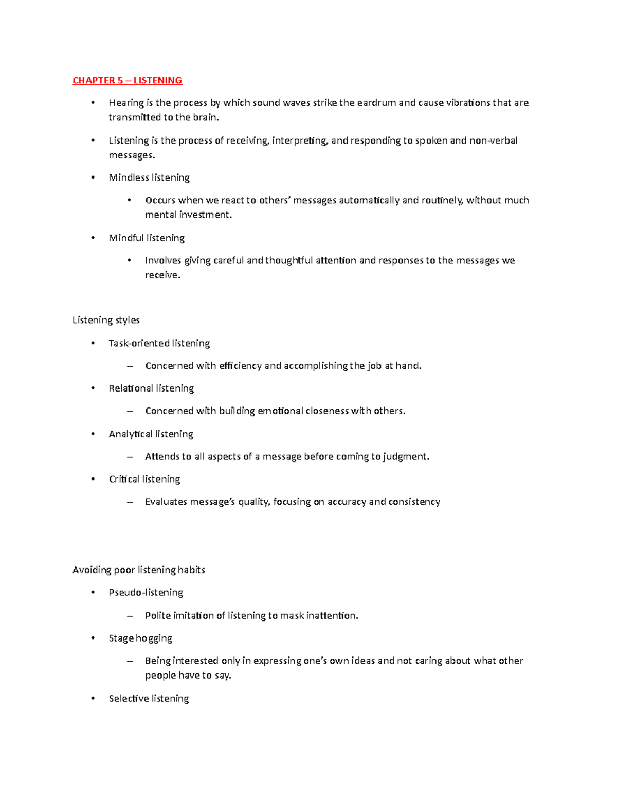 Study Notes - a summary of the Interpersonal Communications class ...