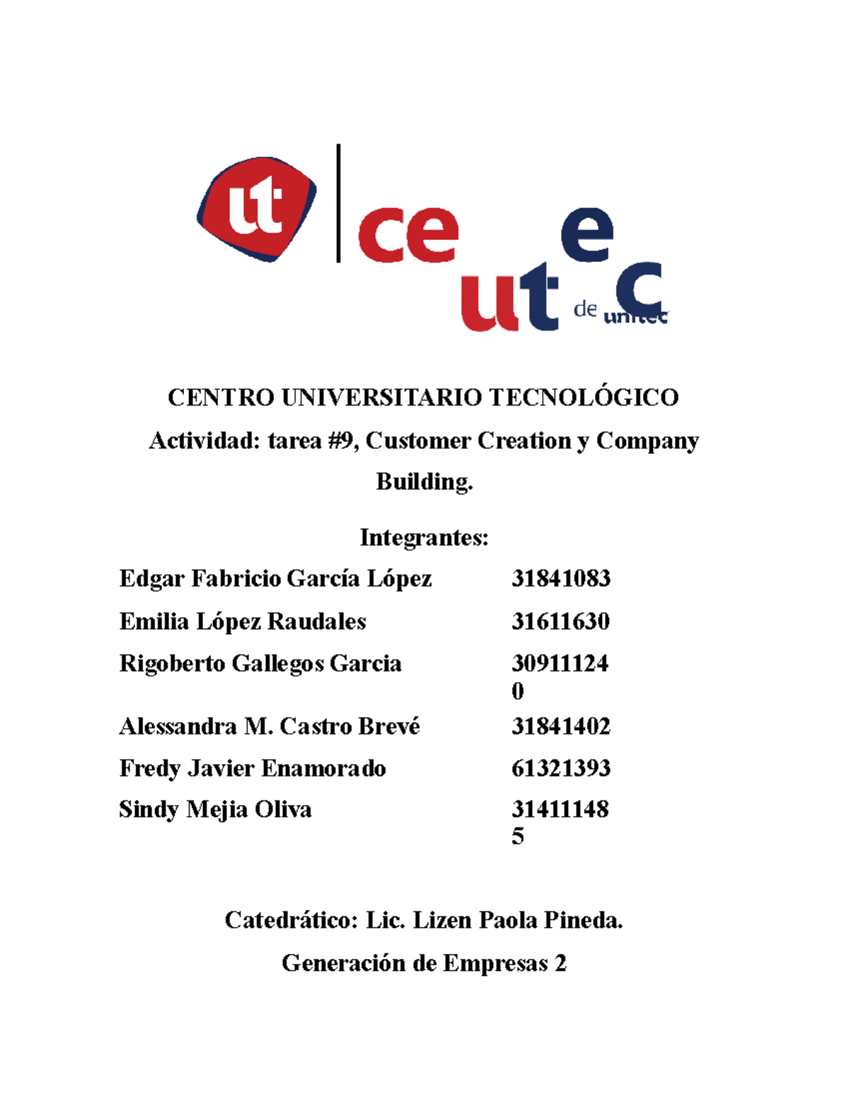 Tarea 9 Customer creation y Company Building grupo 2. - CENTRO ...