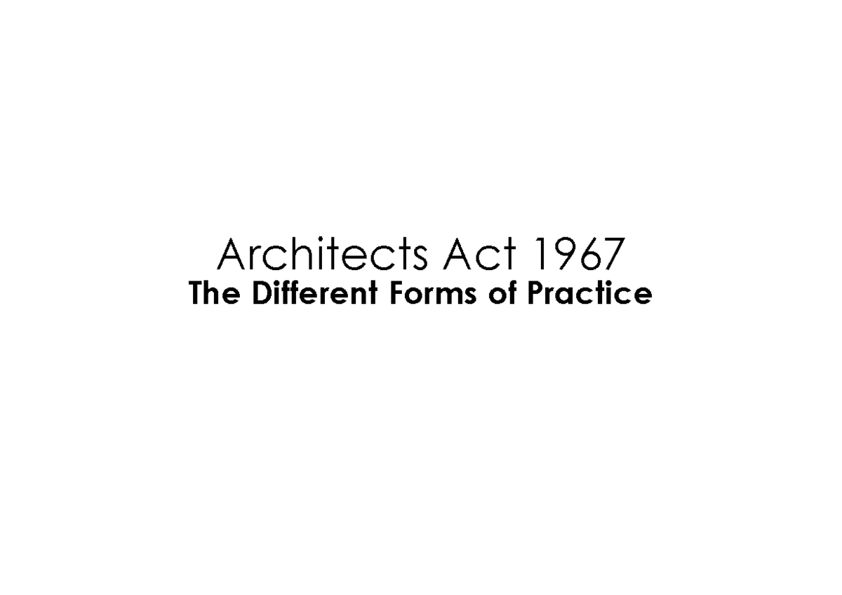 2 The Different Forms of The Practice - Architects Act 1967 The ...