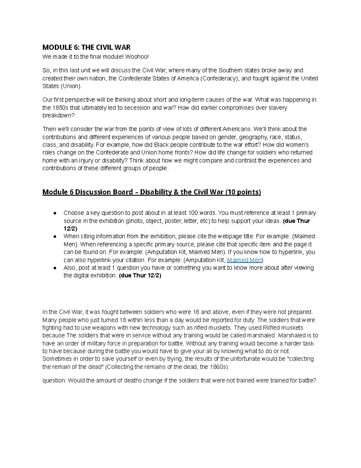 Module 6 - ALL THE ASSIGNMENTS FOR Professor Erin Wuebker - MODULE 6 ...