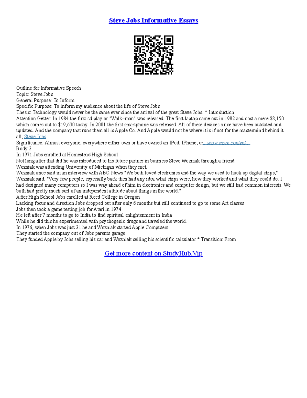 Steve Jobs Essays - Steve Jobs Informative Essays Outline for ...