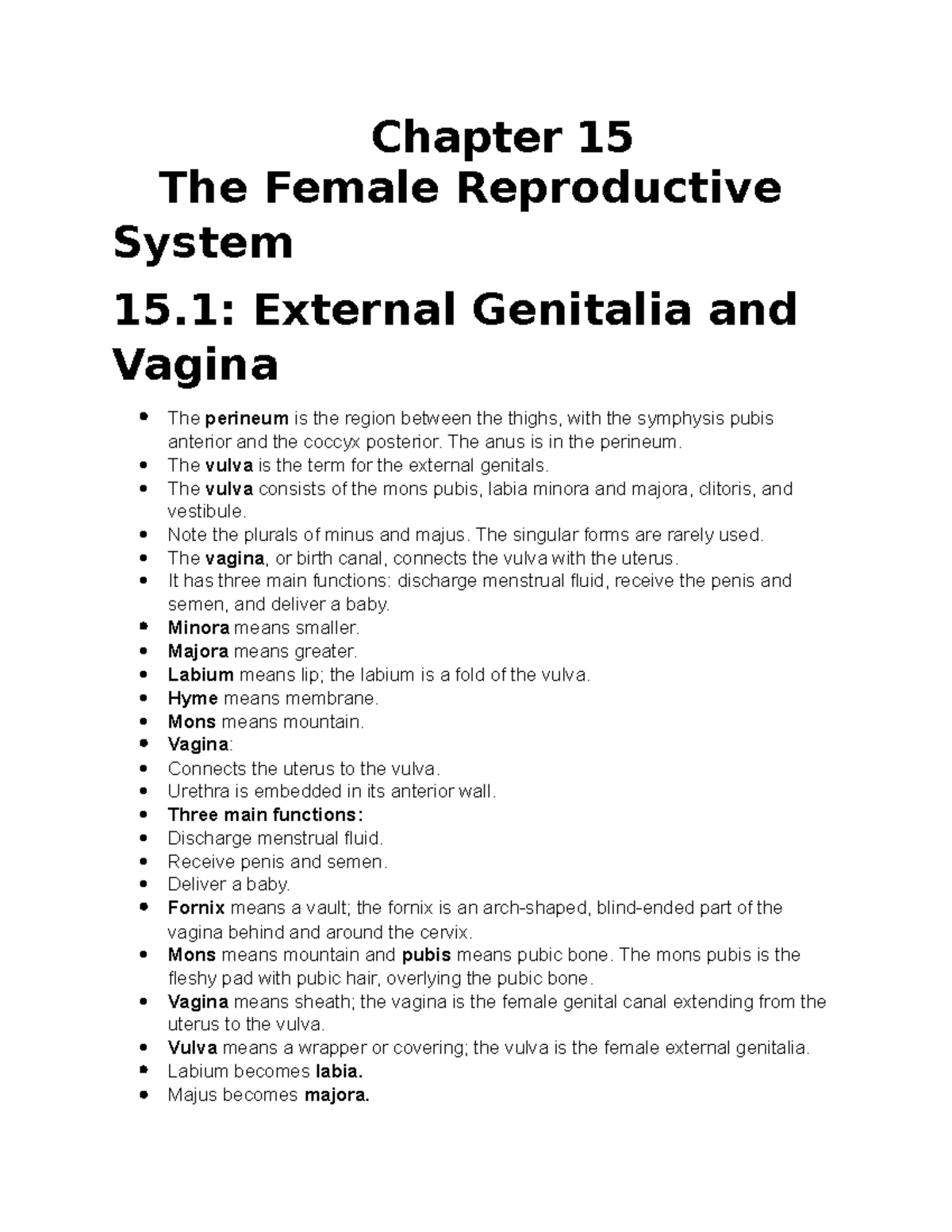 Exam notes on chapter 13 med term - Chapter 15 The Female Reproductive ...