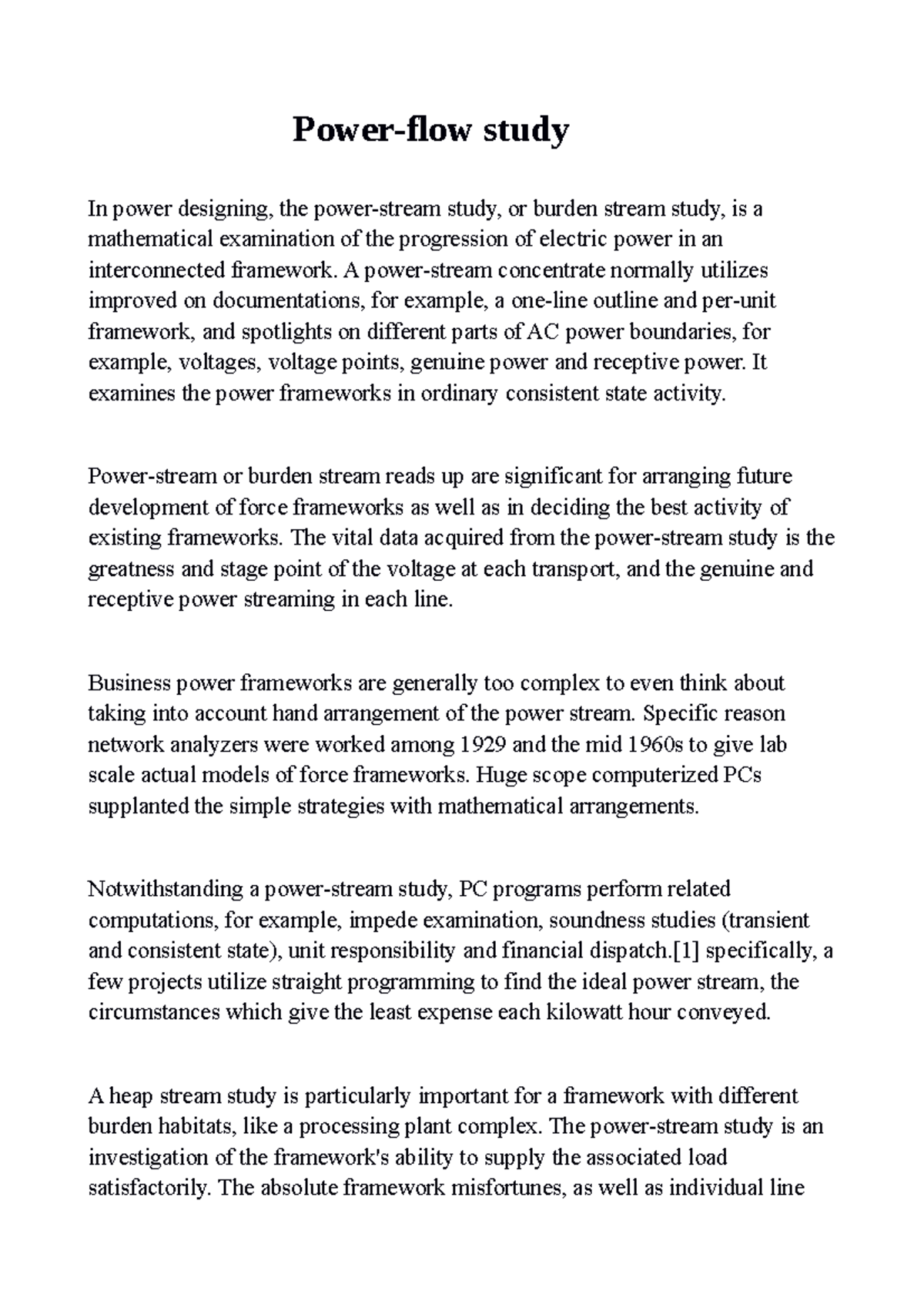 Power-flow study - Ifah - Power-flow study In power designing, the ...