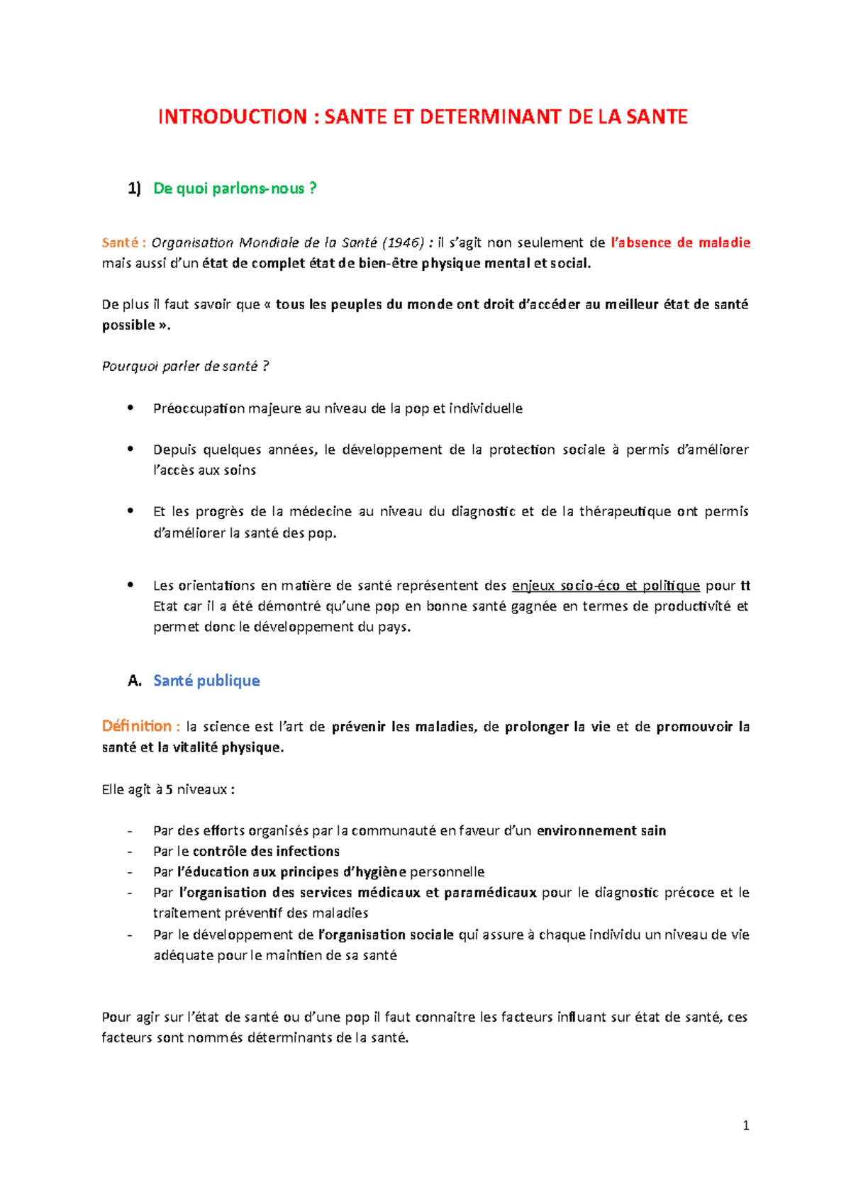 1 - Introduction (DTS + santé étudiant) - INTRODUCTION : SANTE ET ...