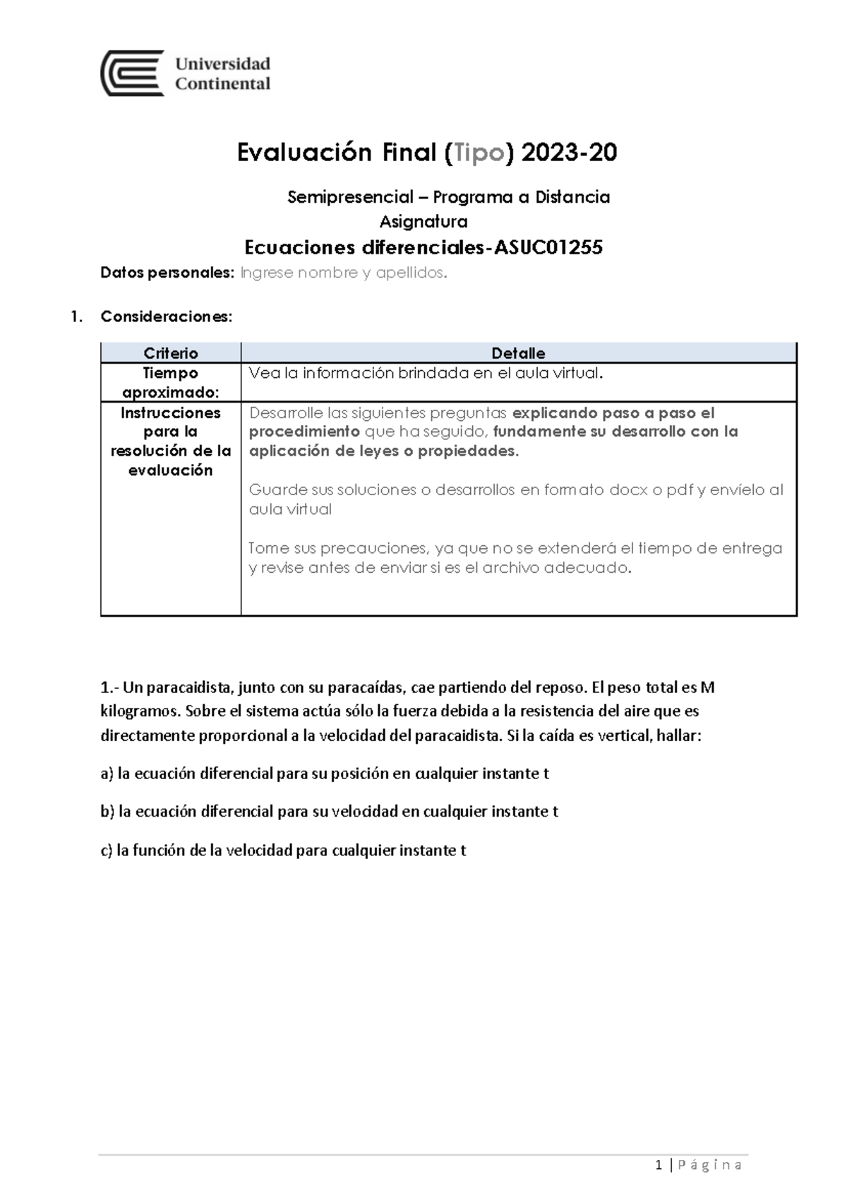 Evaluación final ED - Evaluación Final (Tipo) 2023 - 20 Semipresencial – Programa a Distancia ...