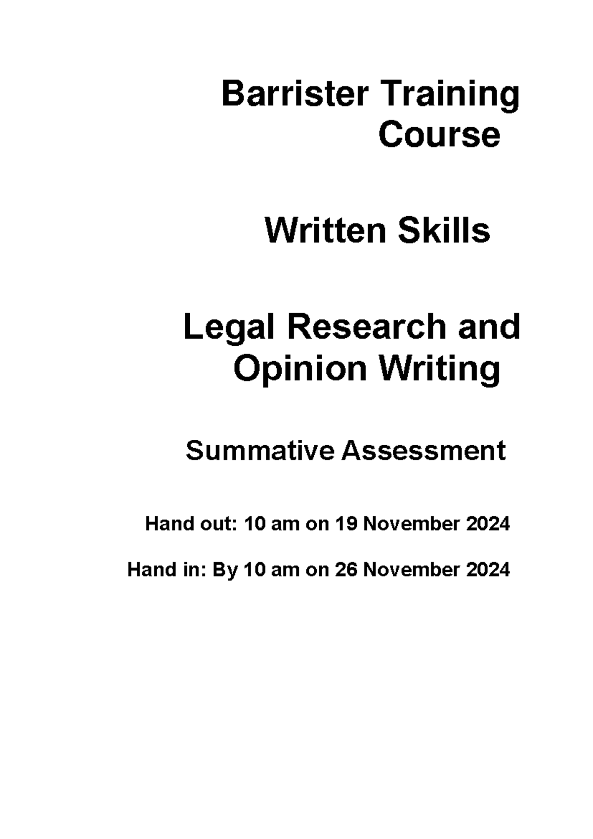 Winter 24 BTC OWLR Assessment Arch Wold Dec 24 - Barrister Training ...