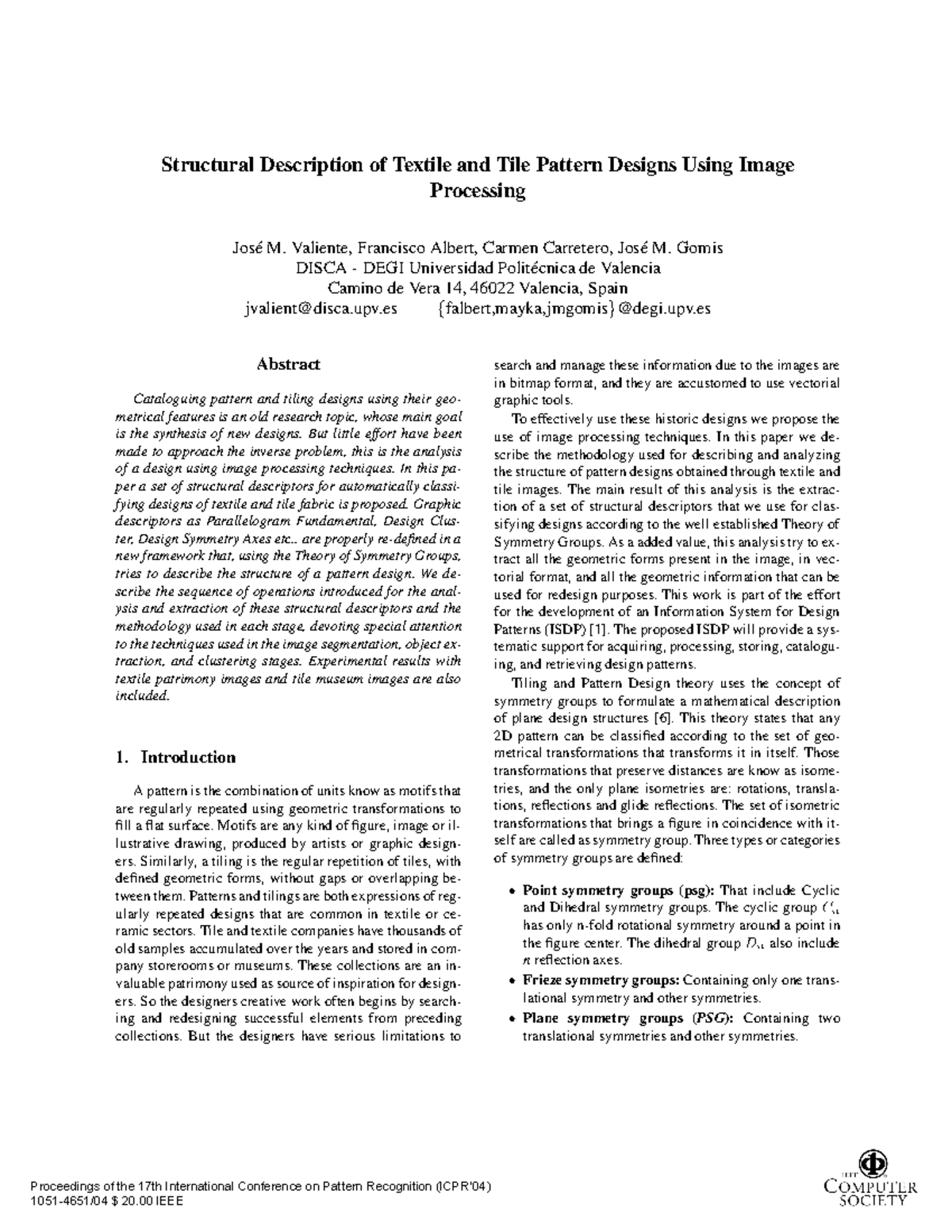 Texttile and tile pattern design - Structural Description of Textile ...