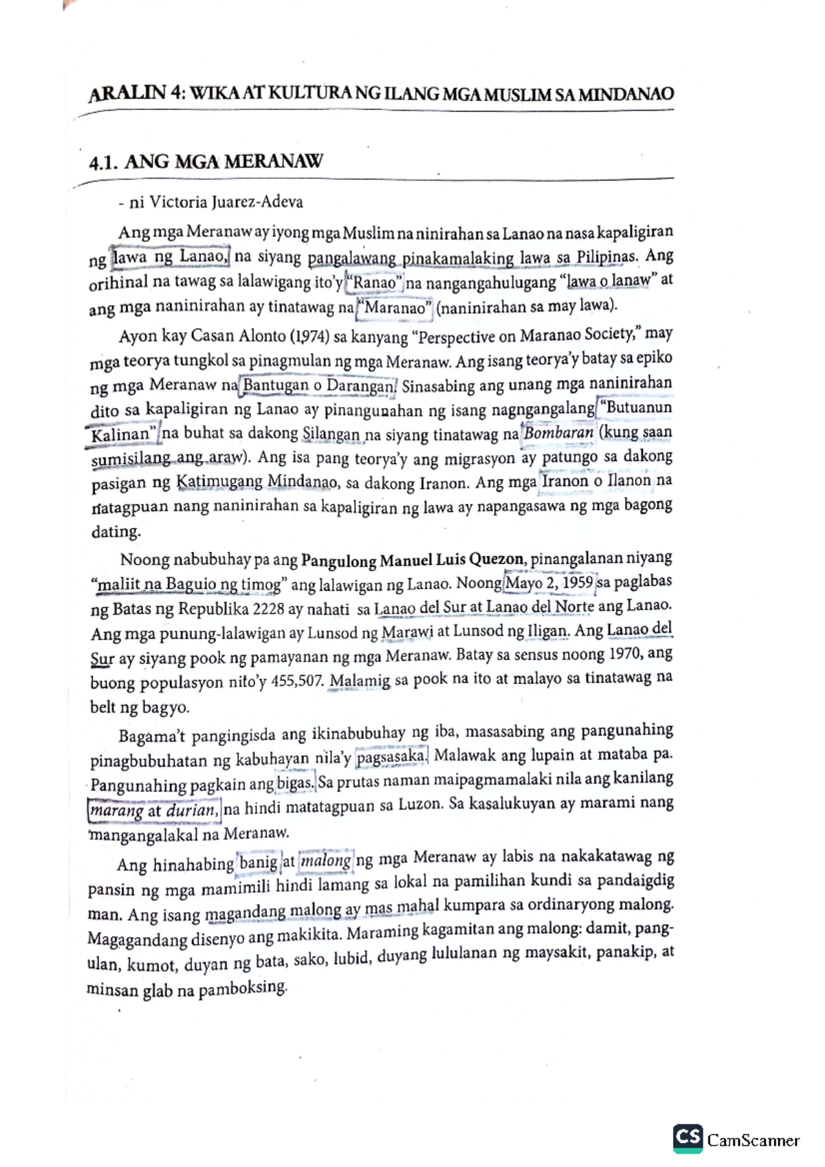 Aralin 4 Meranaw - Bsed Filipino - Studocu
