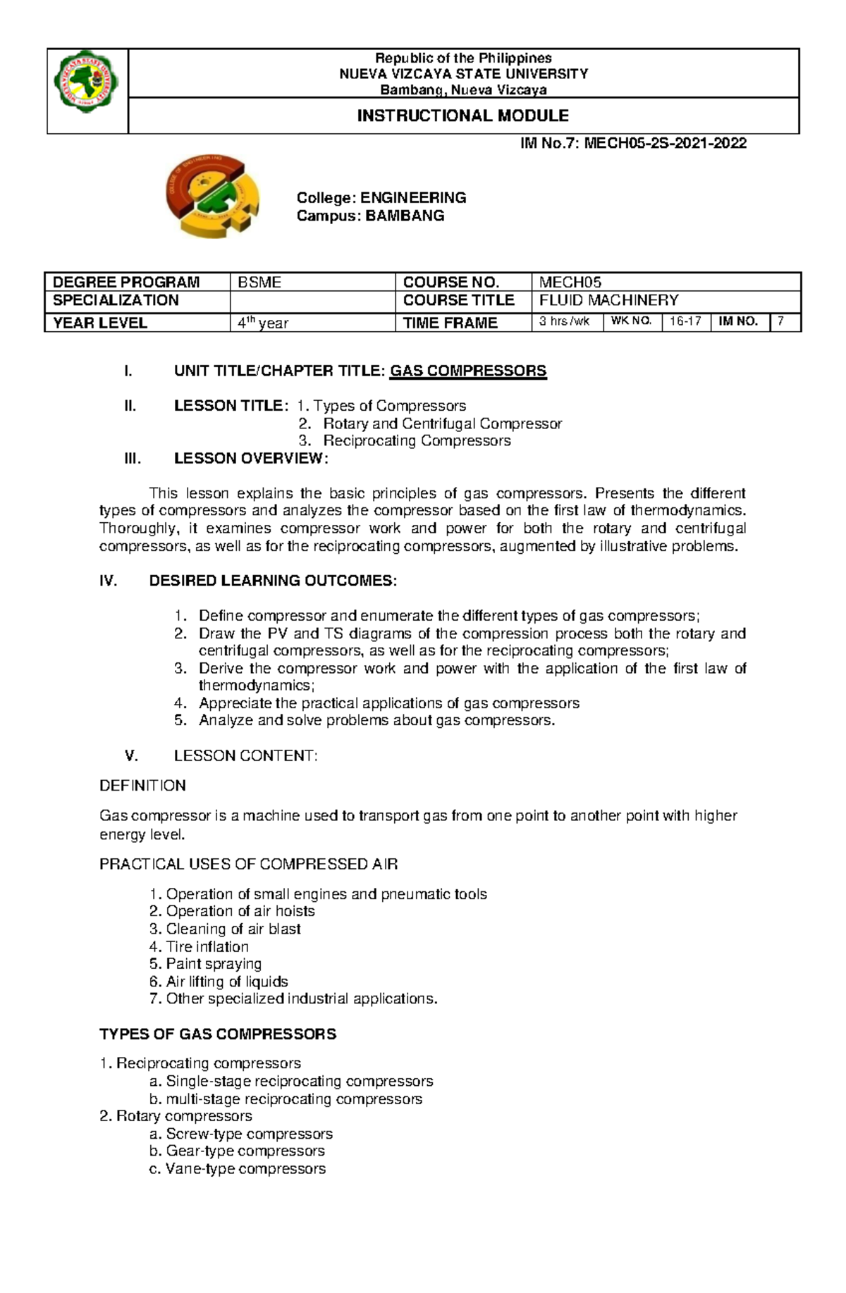 Gas Compressors-IM7 - This lesson explains the basic principles of gas ...